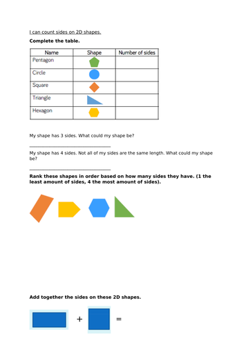 Year 2 Shape Pack | Teaching Resources