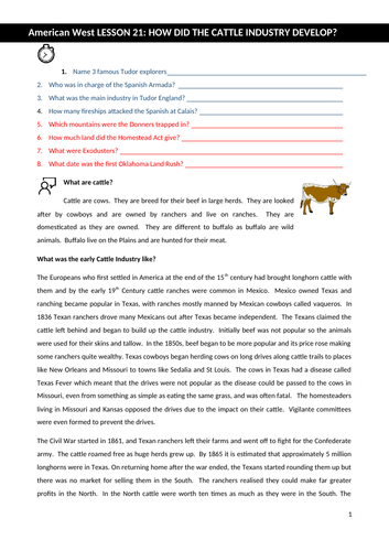 Cattle Ranching | Teaching Resources