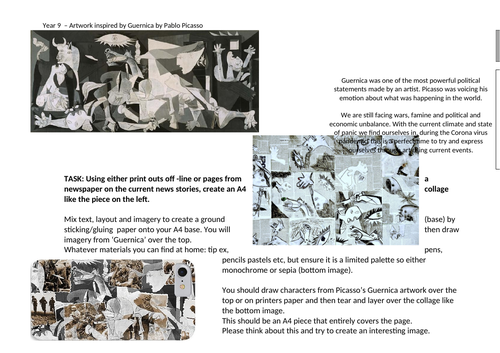 Guernica:Picasso, Pupils response to current news: 2 lessons, Theory ...