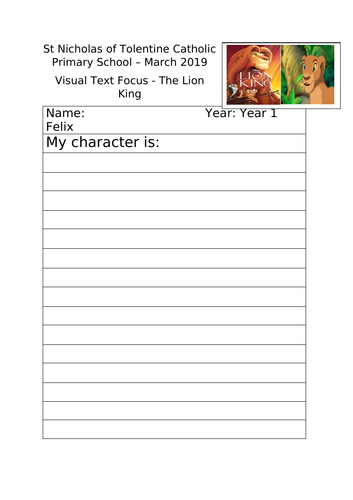 Lion King Visual Text Year 4 English Planning | Teaching Resources