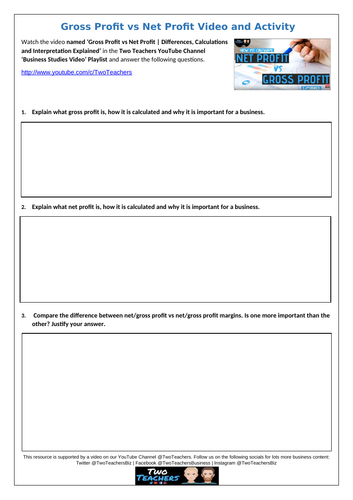 Net Profit vs Gross Profit: video & activity resource with calculation ...