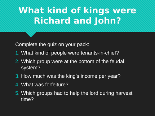 Richard and John L2 Kingship and personalities | Teaching Resources