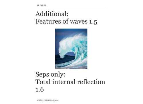 WJEC GCSE Waves information and task booklet | Teaching Resources WJEC GCSE Waves information and task booklet | Teaching Resources