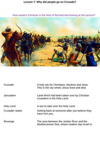 Richard and John L7 Why did people go on Crusade? | Teaching Resources