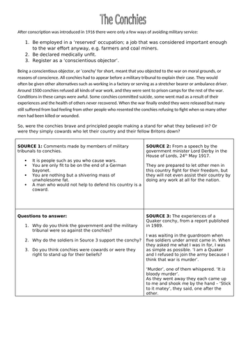 Conscientious Objectors | Teaching Resources