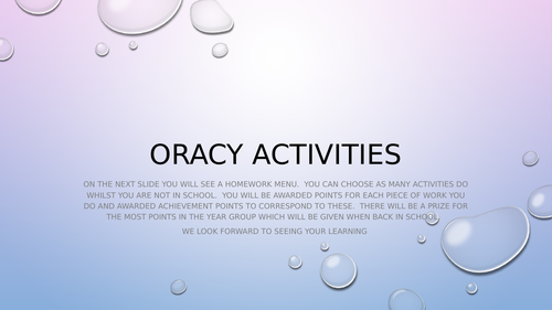 Oracy/English Home learning menu | Teaching Resources