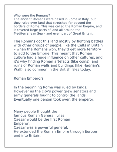 Roman Fact File | Teaching Resources