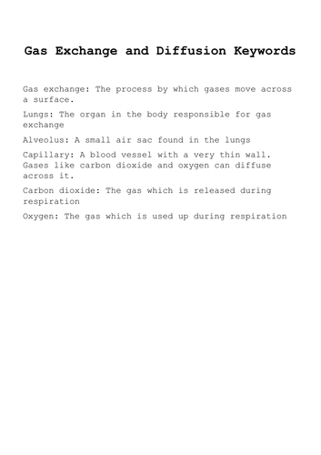 Gas Exchange Word Search & Crossword Diffusion Keywords | Teaching ...