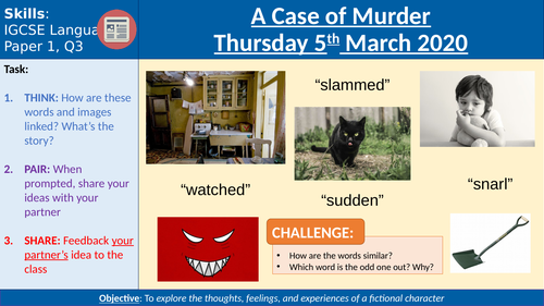 A Case Of Murder - Directed Writing (IGCSE) | Teaching Resources