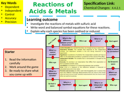 KS4 AQA GCSE Chemistry (Science) Reaction of Metals & Acid Lesson ...