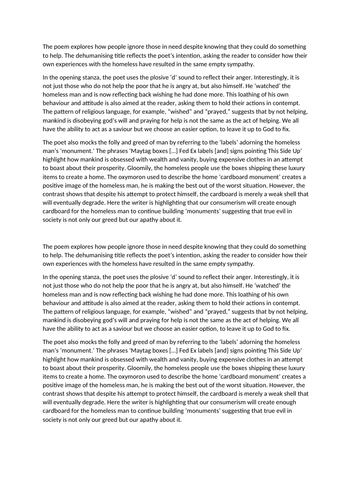 AQA Unseen Poetry focused on homelessness - high ability | Teaching ...