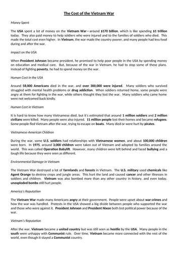 The Price of Conflict: The Vietnam War | Teaching Resources