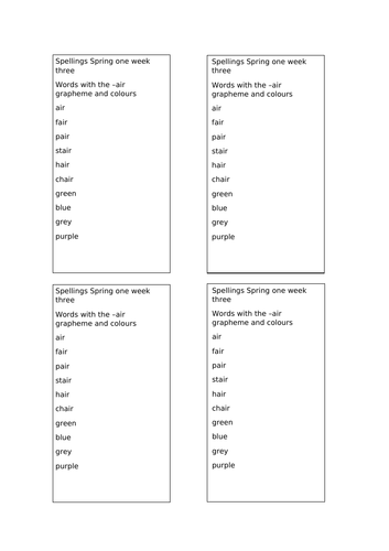 Spelling pack for year 1 | Teaching Resources