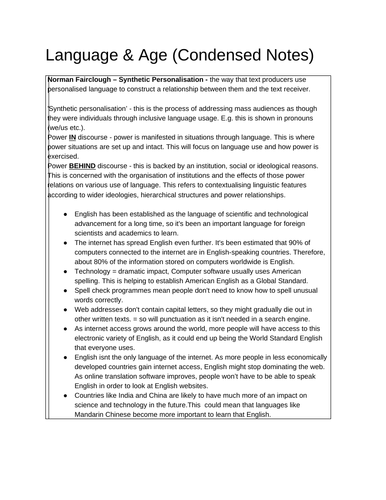 AQA Paper Two A Level English Language | Teaching Resources