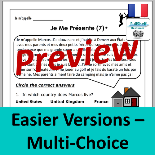 French Reading Comprehension | Teaching Resources