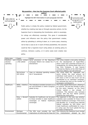 Edexcel Politics - Supreme Court | Teaching Resources
