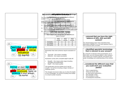 AQA A-Level Psychology Evaluation Burger Mats and Question ...