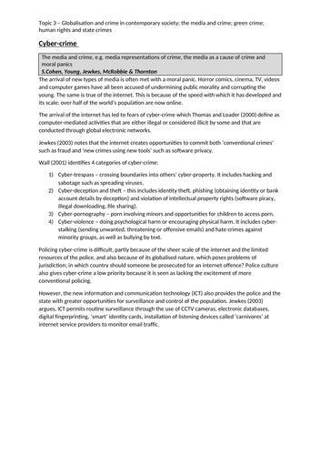 AQA A-Level Sociology Crime and Deviance Notes | Teaching Resources