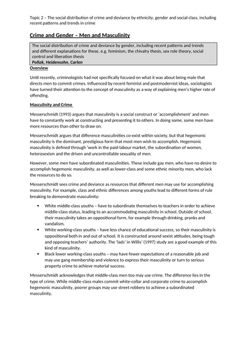 AQA A-Level Sociology Crime and Deviance Notes | Teaching Resources