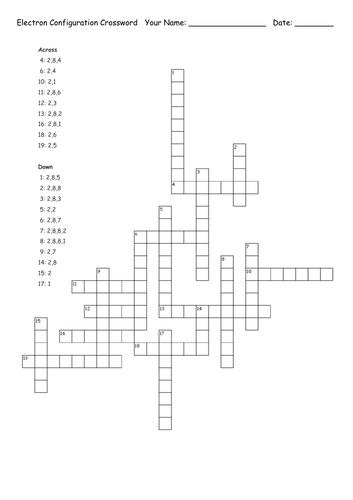 Electron Configuration x8 Unique Crosswords | Teaching Resources