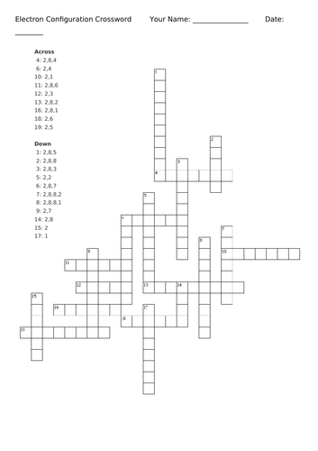 Electron Configuration x8 Unique Crosswords | Teaching Resources