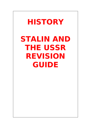 Stalin and the USSR Revision Guide | Teaching Resources