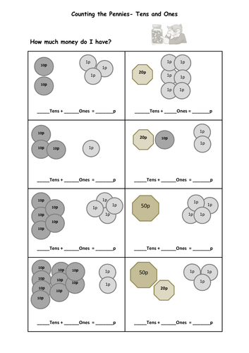 KS1 Resource: Counting the Pennies - Tens and Ones (Supplementary ...