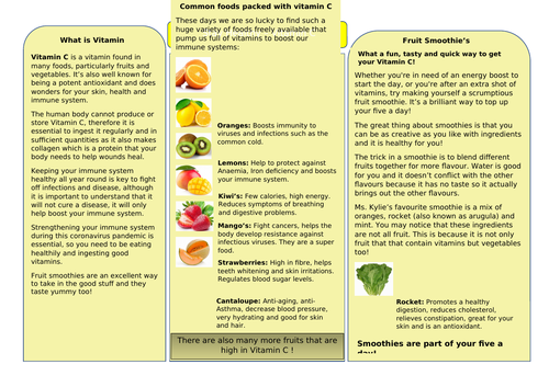 KS2 Staying Healthy Vitamin C Smoothie Activity. Fighting viruses ...