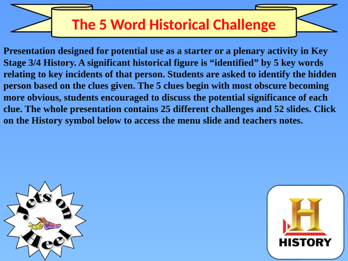 The Five Word History Challenge | Teaching Resources