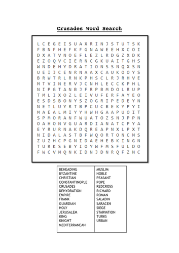 Crusades Word Search | Teaching Resources