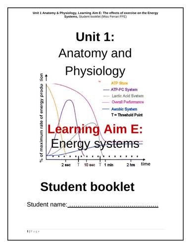 BTEC level 3 Unit 1 Anatomy & Physiology, Learning Aim E: Energy systems complete | Teaching ...