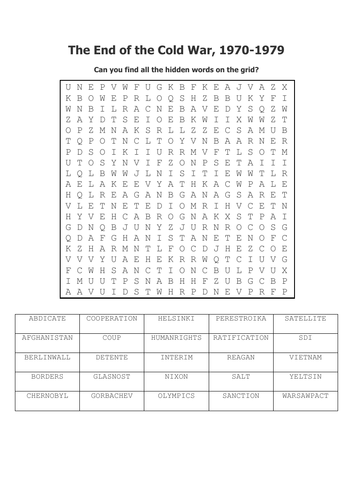 Cold War Word Search (GCSE Edexcel) | Teaching Resources