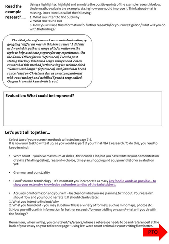 Nea 2 Food Workbooks - Introduction, Plan of Action for Research and ...
