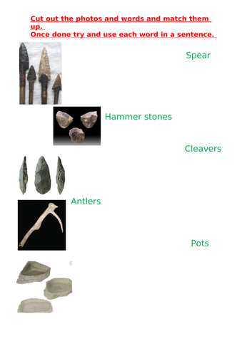 Stone Age tools resources differentiated | Teaching Resources
