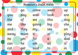 Common Exception Words Reception Word Mat | Teaching Resources