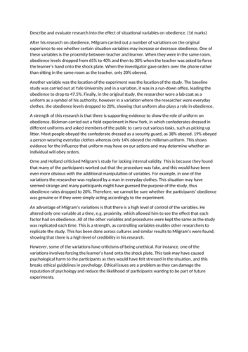 Psychology Social Influence 16 mark Example Essay Bundle | Teaching ...