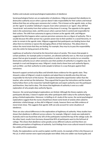Psychology Social Influence 16 mark Example Essay Bundle | Teaching ...