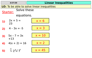 Linear Inequalities (KS4) | Teaching Resources
