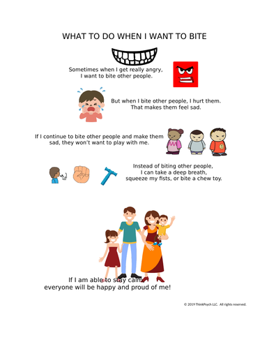 How to Stop Biting Social Story Narrative With Visuals | Teaching Resources