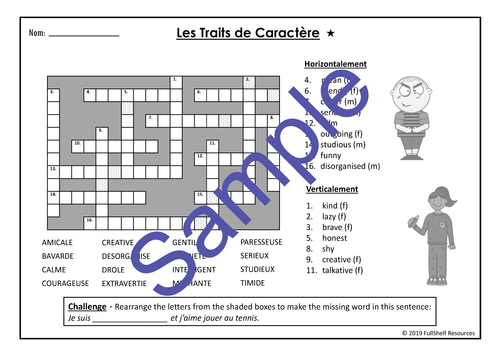 French Describing Character Worksheets | Teaching Resources