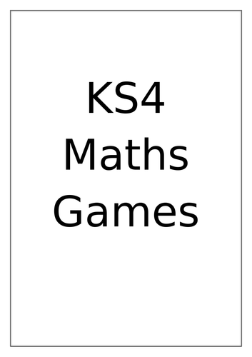 KS4 Maths Games Worksheets | Teaching Resources
