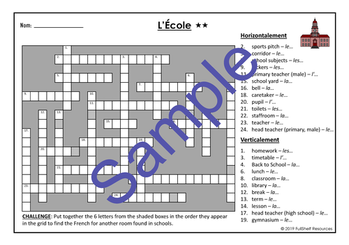French School Vocabulary Worksheets (L'ecole) | Teaching Resources