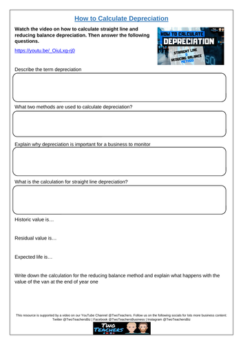 How to Calculate Depreciation | Worksheet & Video | Teaching Resources