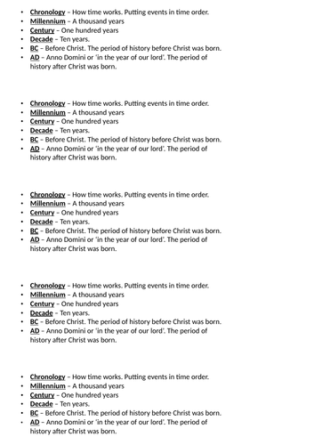 Year 7 History Skills Chronology Lesson | Teaching Resources