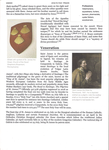 Saint James the Great (3 AD-44 AD) Feast Day 25th July | Teaching Resources