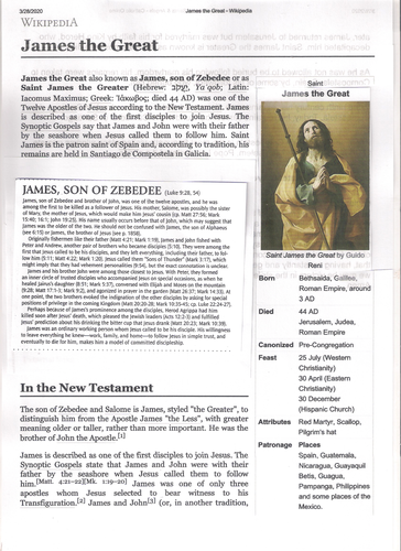 Saint James the Great (3 AD-44 AD) Feast Day 25th July | Teaching Resources