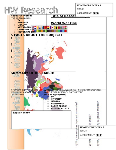 Homework/Research booklets for History - Year 7 through to Year 9 ...