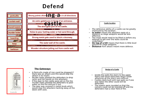 Defending a castle - year 7 history | Teaching Resources