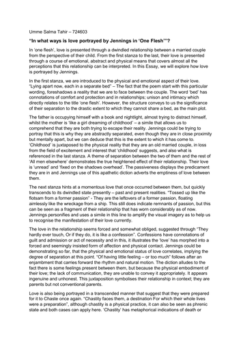 One Flesh - Elizabeth Jennings - In what ways is love portrayed by ...