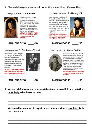 Princes in the Tower Lesson Series - Year 7 | Teaching Resources